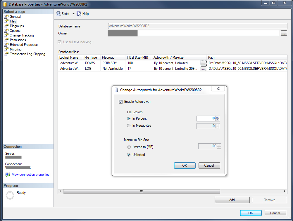 Ändern des Autogrowth Parameters aller SQL Server Datenbanken